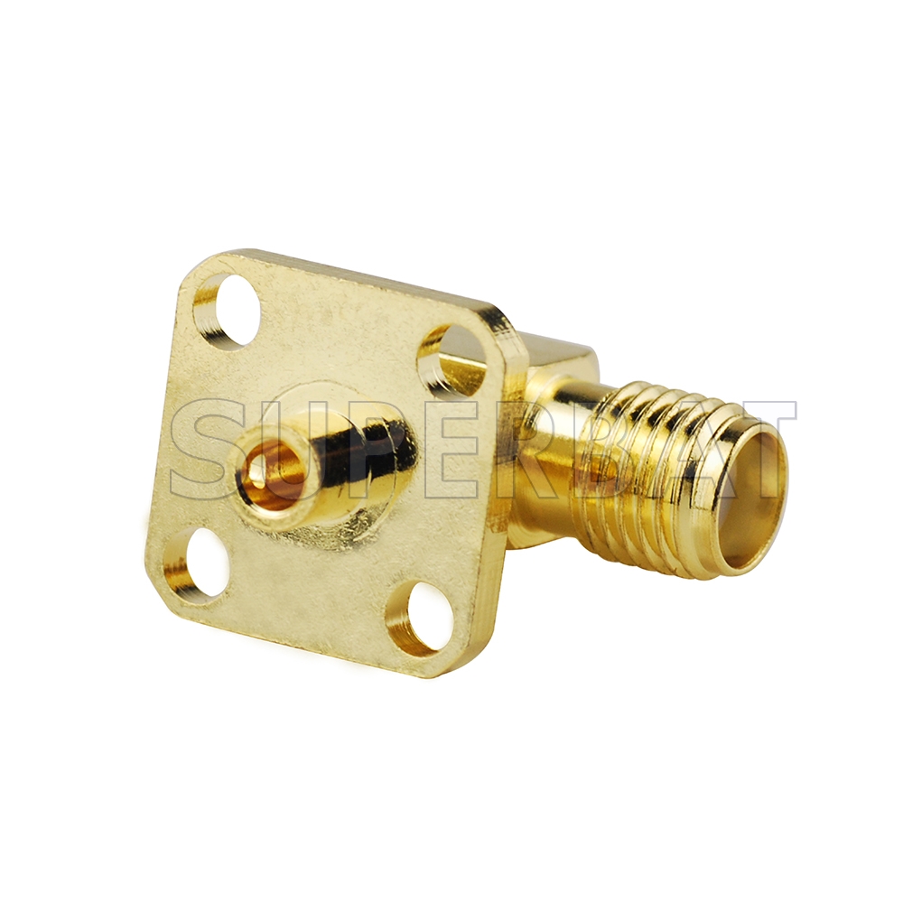 SMA Jack Female Connector Right Angle 4 Hole Flange 90 Degree Connector ...