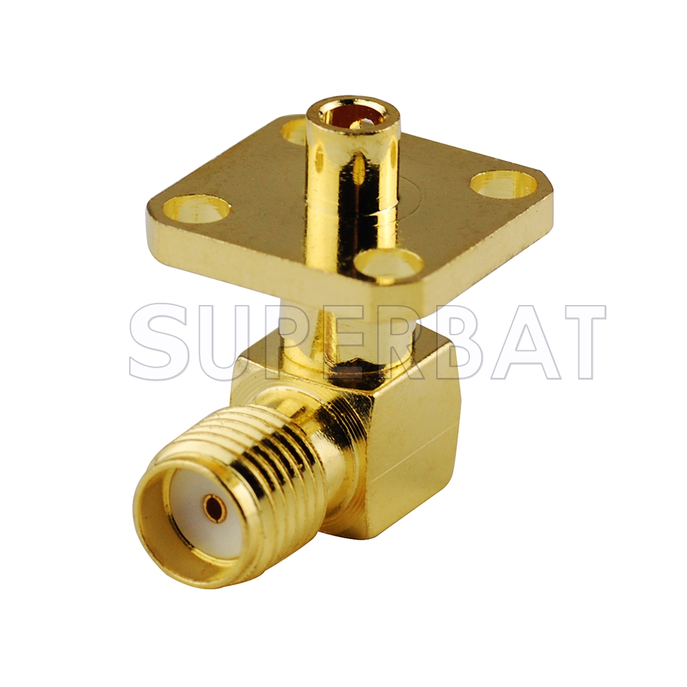 SMA Jack Female Connector Right Angle 4 Hole Flange 90 Degree Connector for Semi-Rigid 0.086 ...